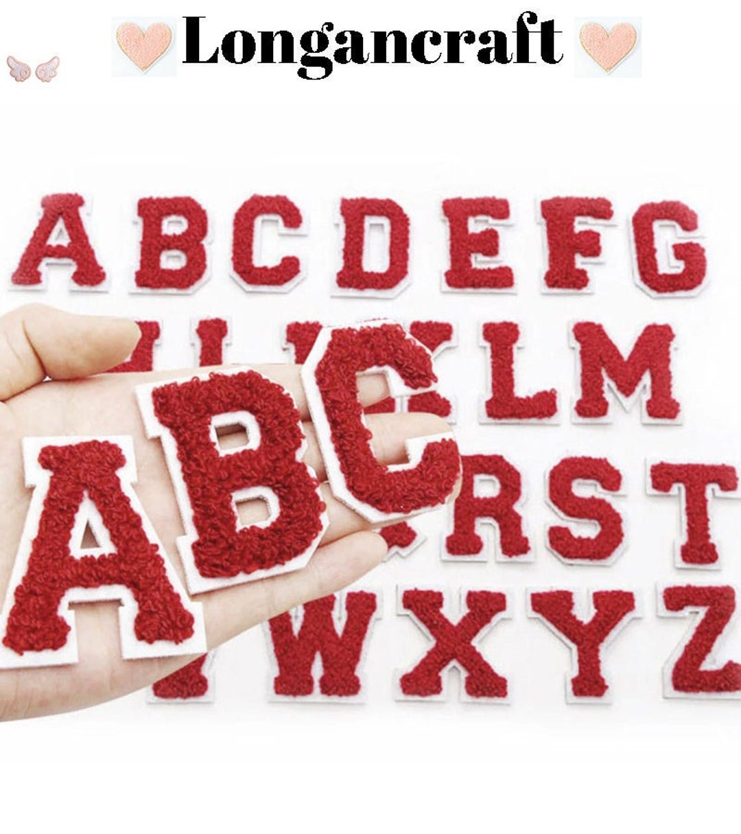 2.0 Inch Burgundy Chenille Letters Patch, DIY Name Alphabet Patches ...