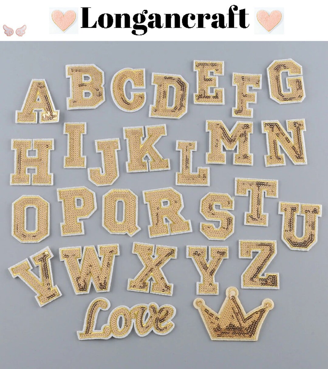 2.0 Inch Gold Sequins Letters Patch A-Z, Letter Patches Iron On/sew On ...