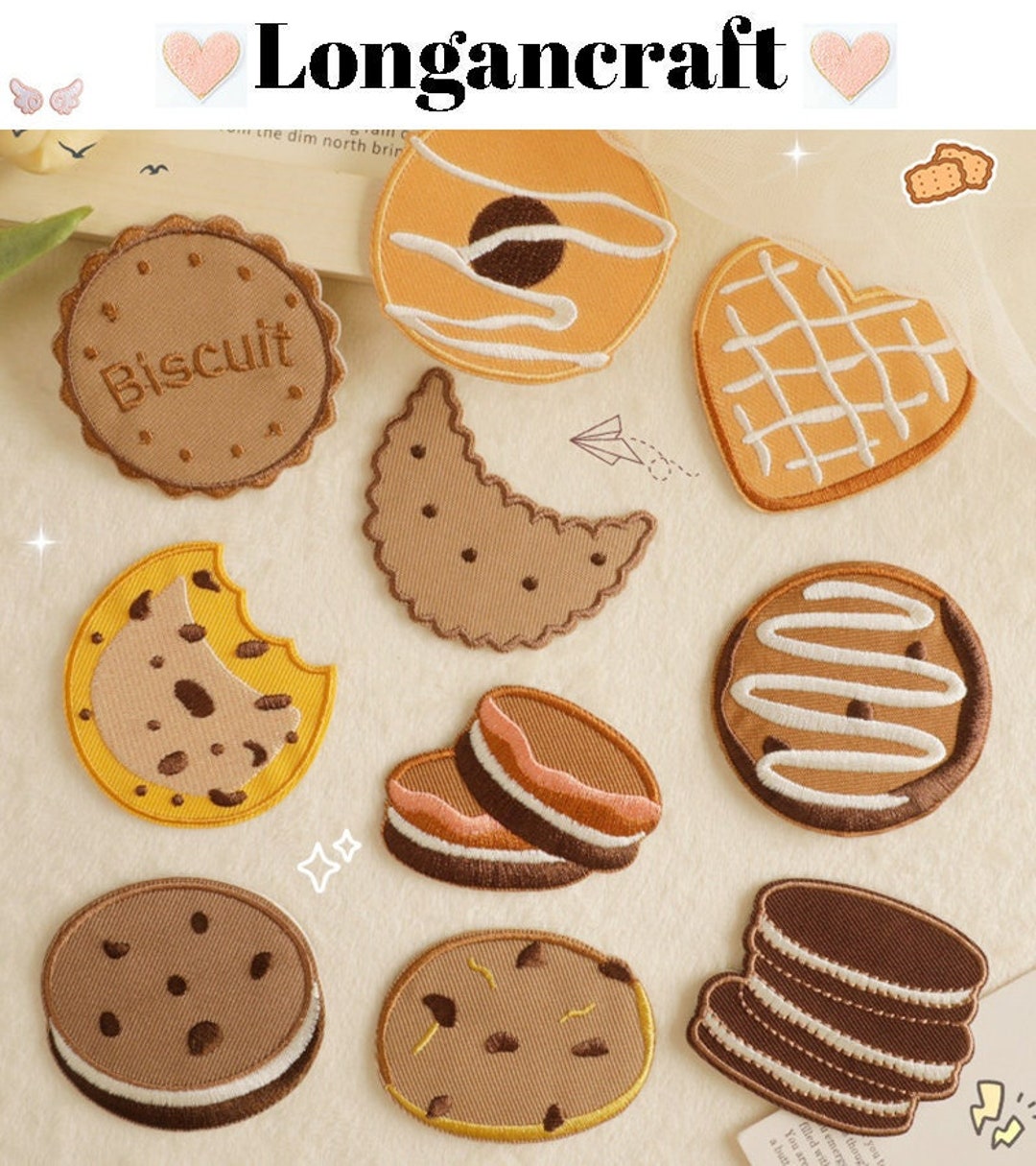 Biscuit Embroidered Self Adhesive Patches, Food Patch, Embroidery ...