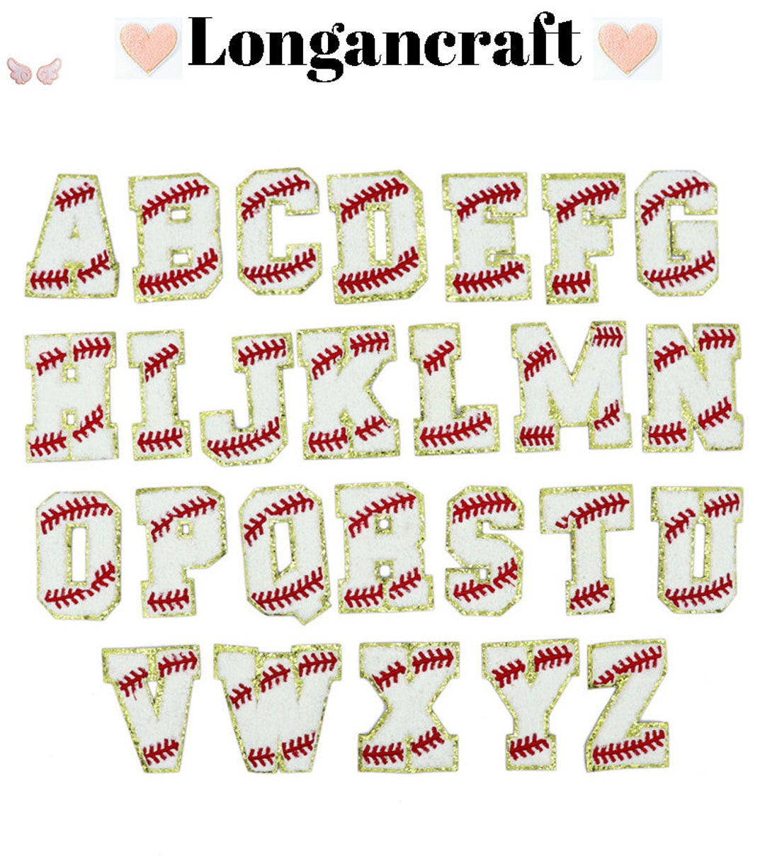 Baseball Glitter Chenille Embroidered Patch A-Z, Glitter Numberpatch, Iron on Patches, Softball ...