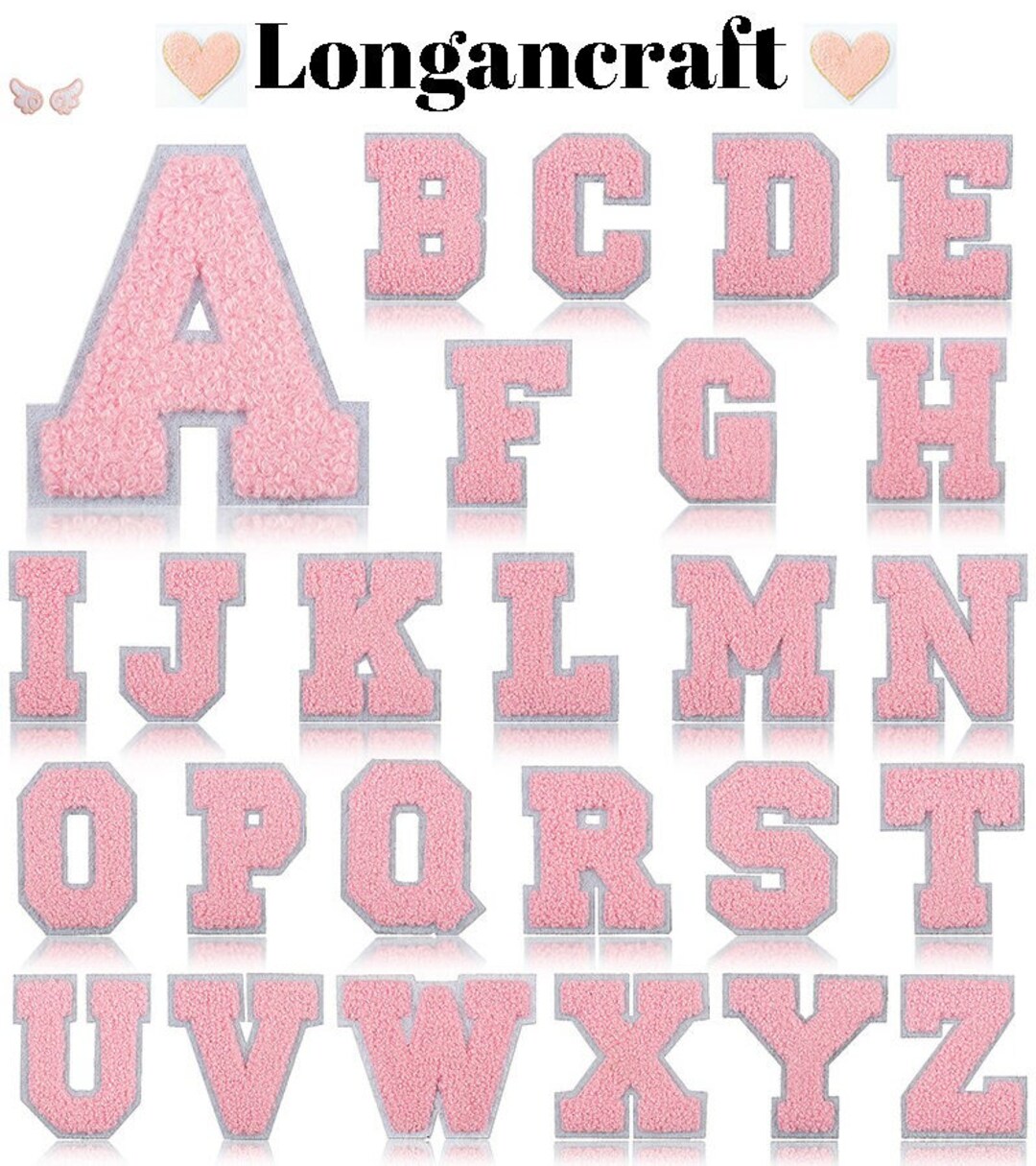 2.7 Inch Pink Chenille Letters Patch, DIY Name Alphabet Patches ...