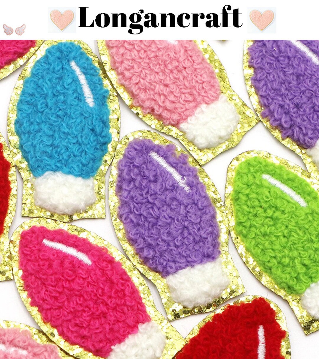 Christmas Light Bulb Patch, Color Christmas Light Patch, Color Chenille ...