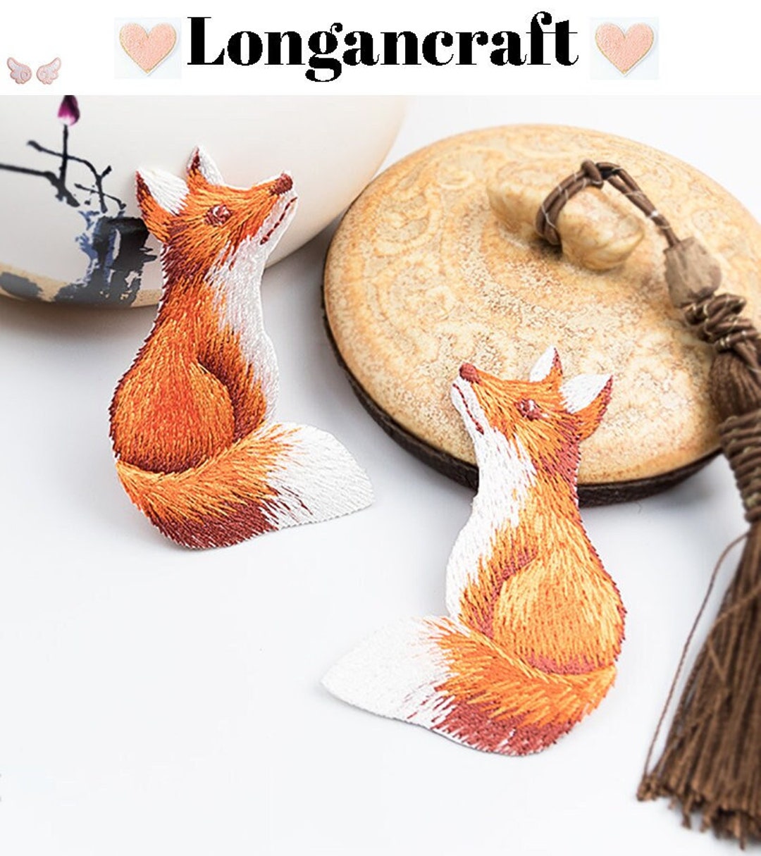 Écusson brodé renard, écusson renard blanc, écusson brodé animal ...