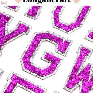 2.0 Inch Purple Sequin Letters Patch, Letter Patches Iron On, Letter ...