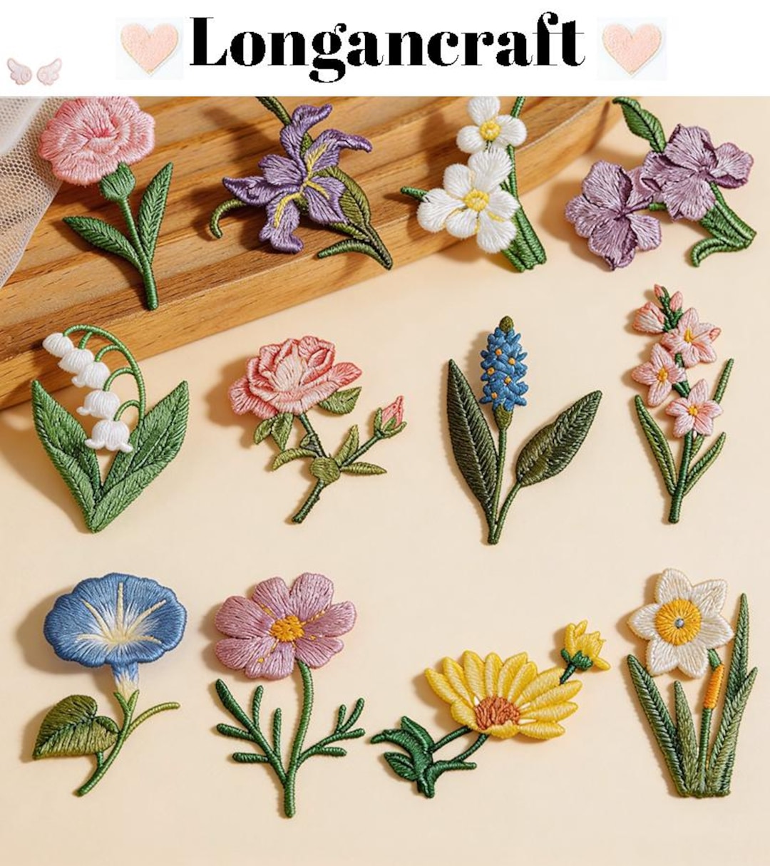 Birth Flower Iron on Patches, Daisy, Lily, Rose Embrodered Patch, Plant ...