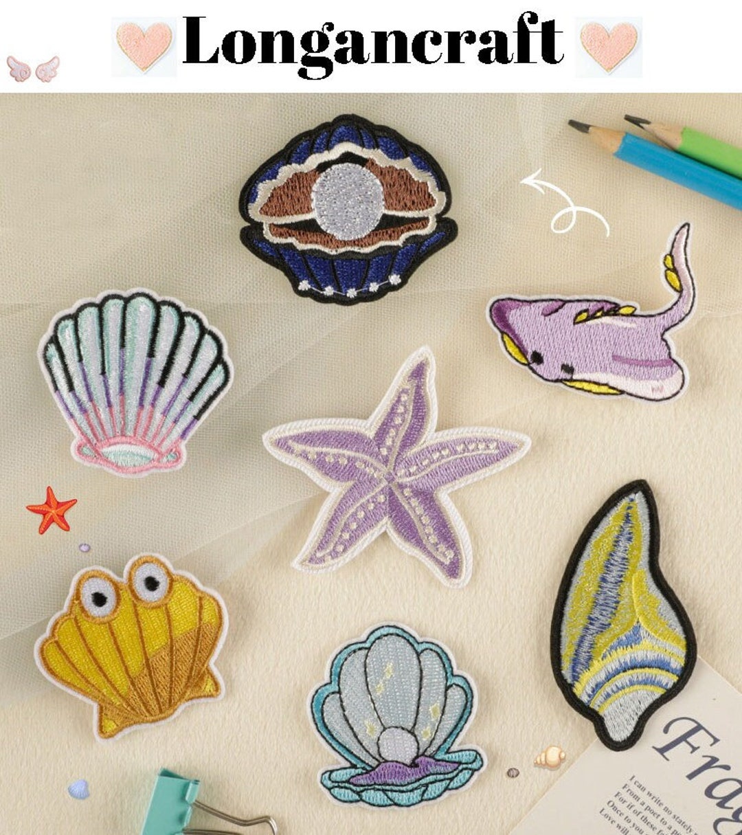 Sea Theme Patch, Sea Animals Embroidered Patches, Shell Patch, Conch ...