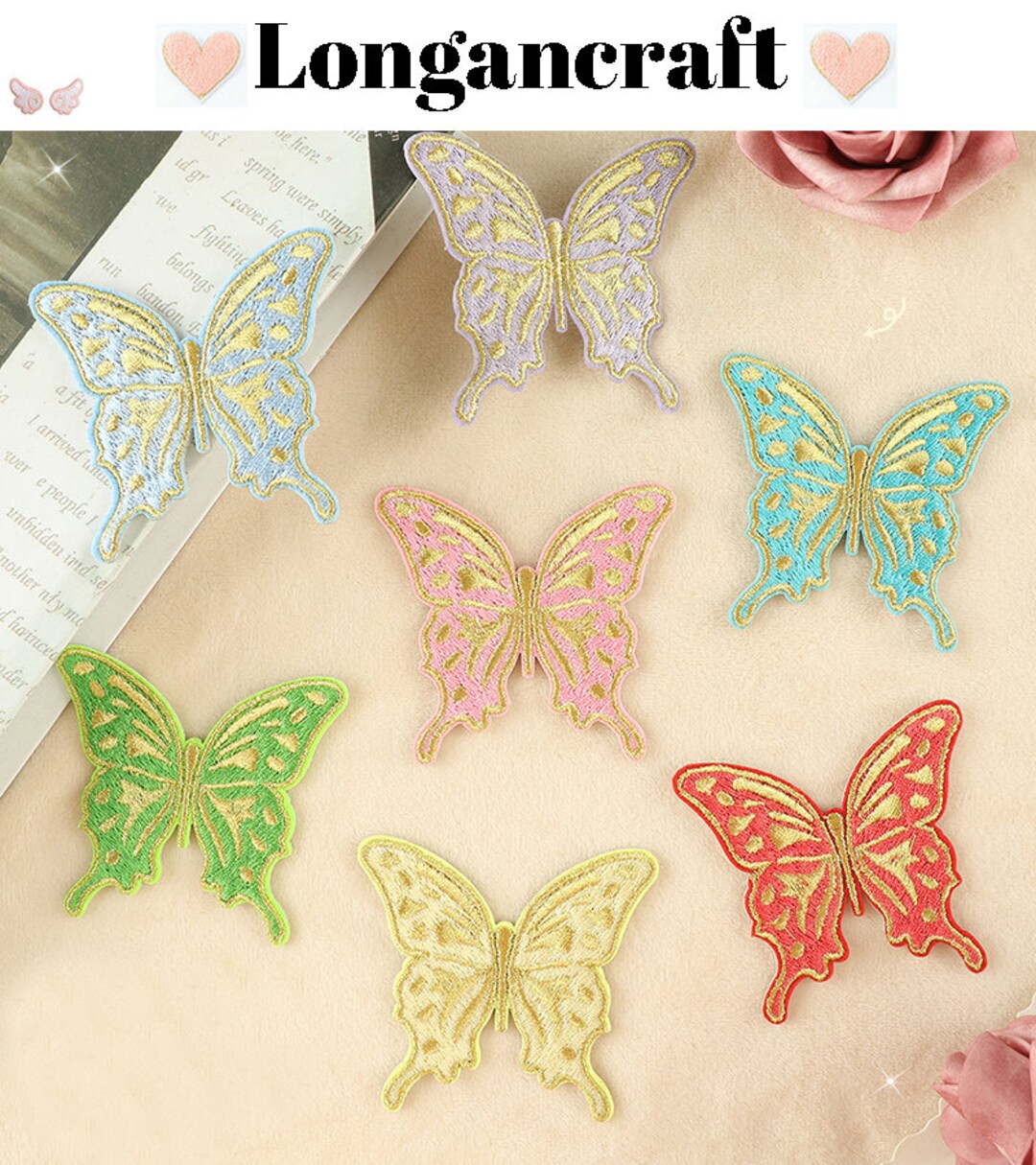 Butterfly Embroidered Patches, Color Butterfly Embroidery Patch, Self ...