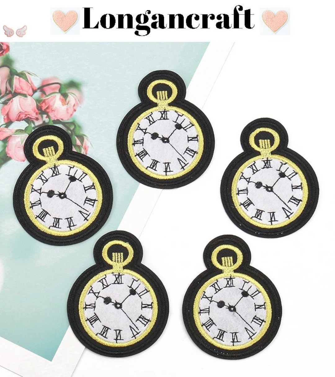 Clock Embroidered Patches, Pocket Watch Embroidery Patch, Iron on Patch ...