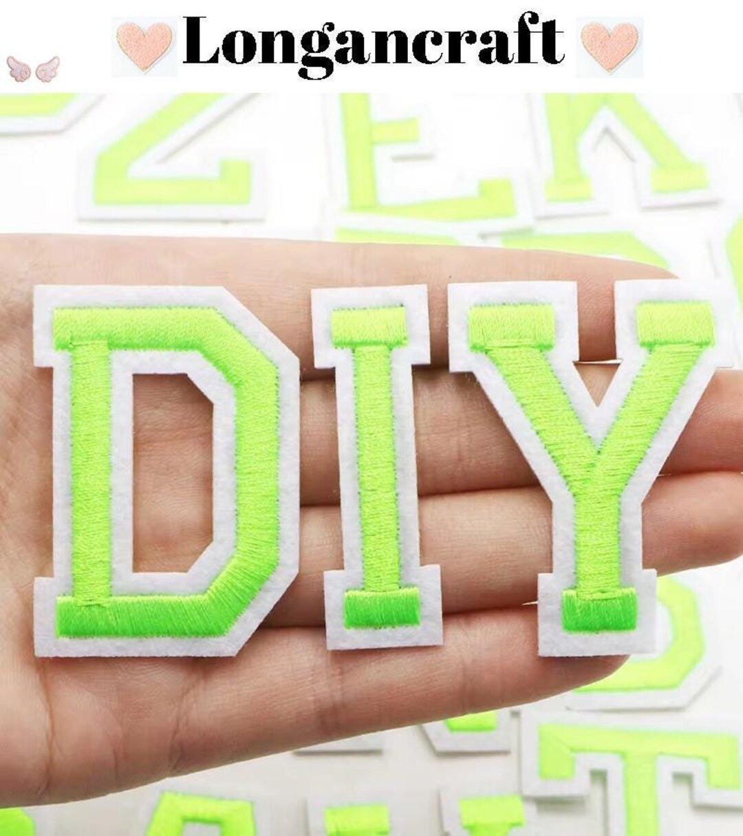 2 Inch Fluorescent Green Embroidered Letter Patch, Iron on Alphabet ...