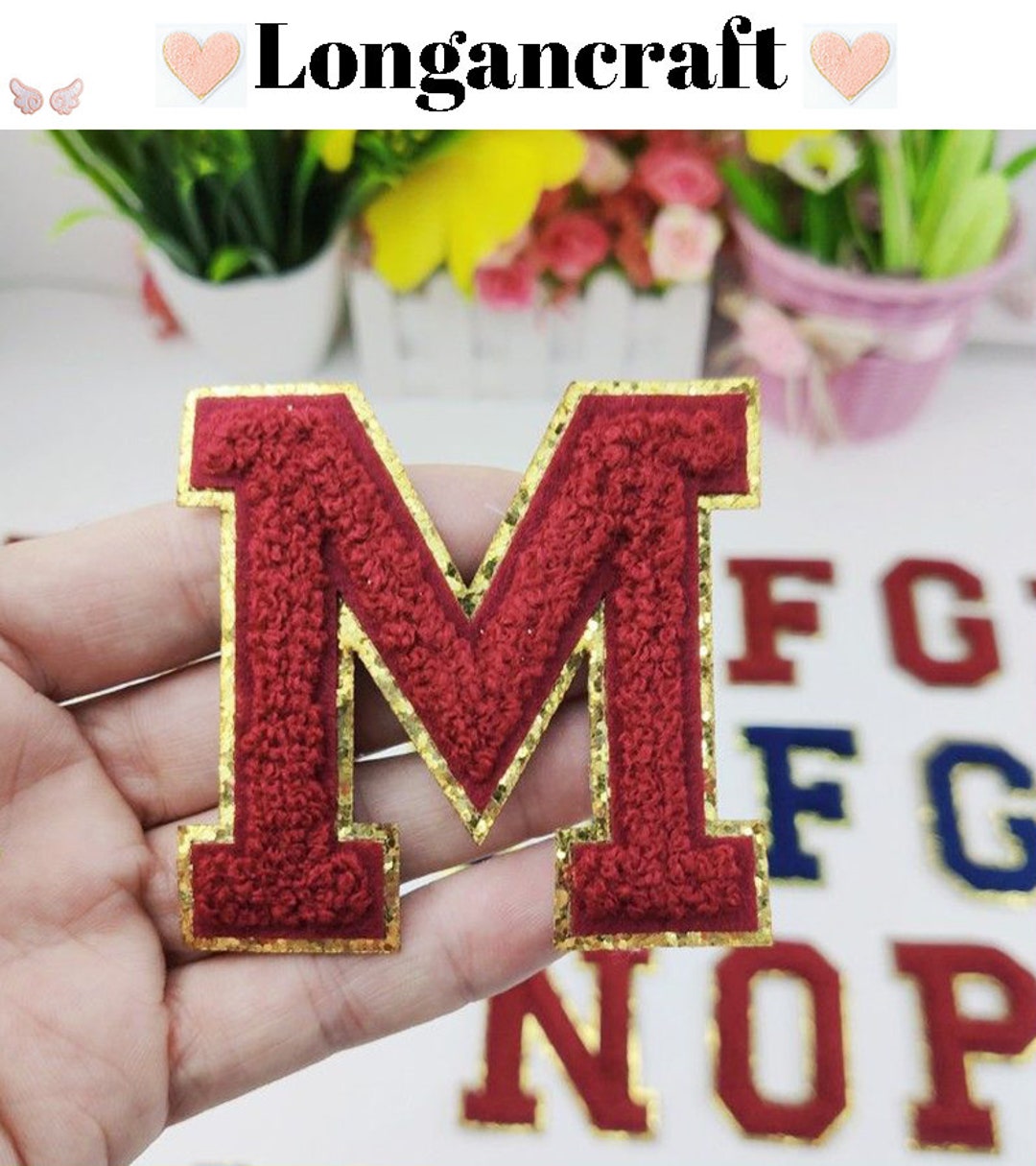 2.7 Inch Glitter Letter Patch, Red Chenille Letter Patch, Navy Blue ...