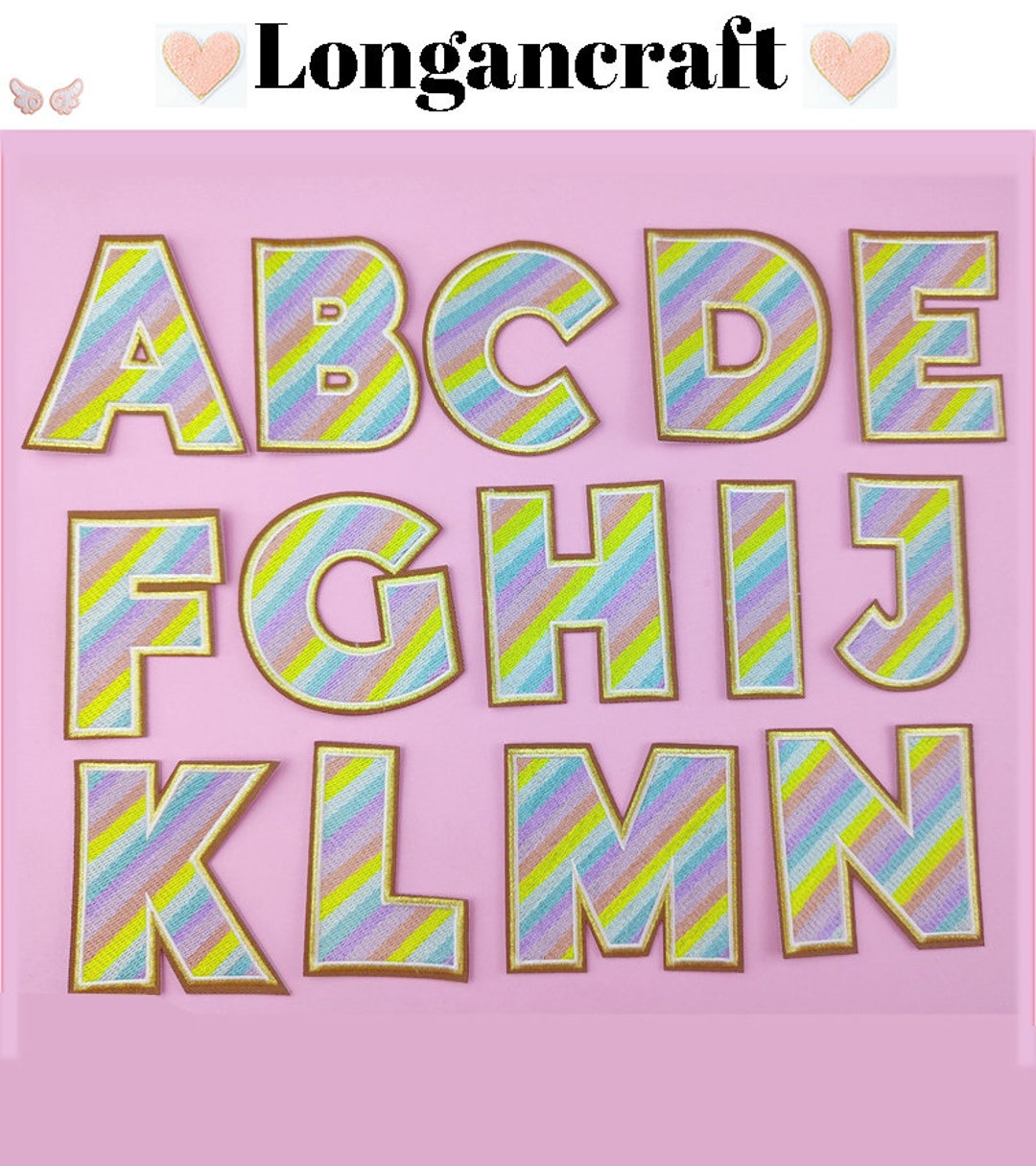 Color Letter Embroidered Patch , DIY Name Alphabet Patches, Patches for ...