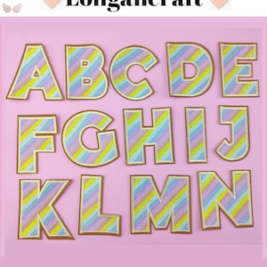 Color Letter Embroidered Patch , DIY Name Alphabet Patches, Patches for ...