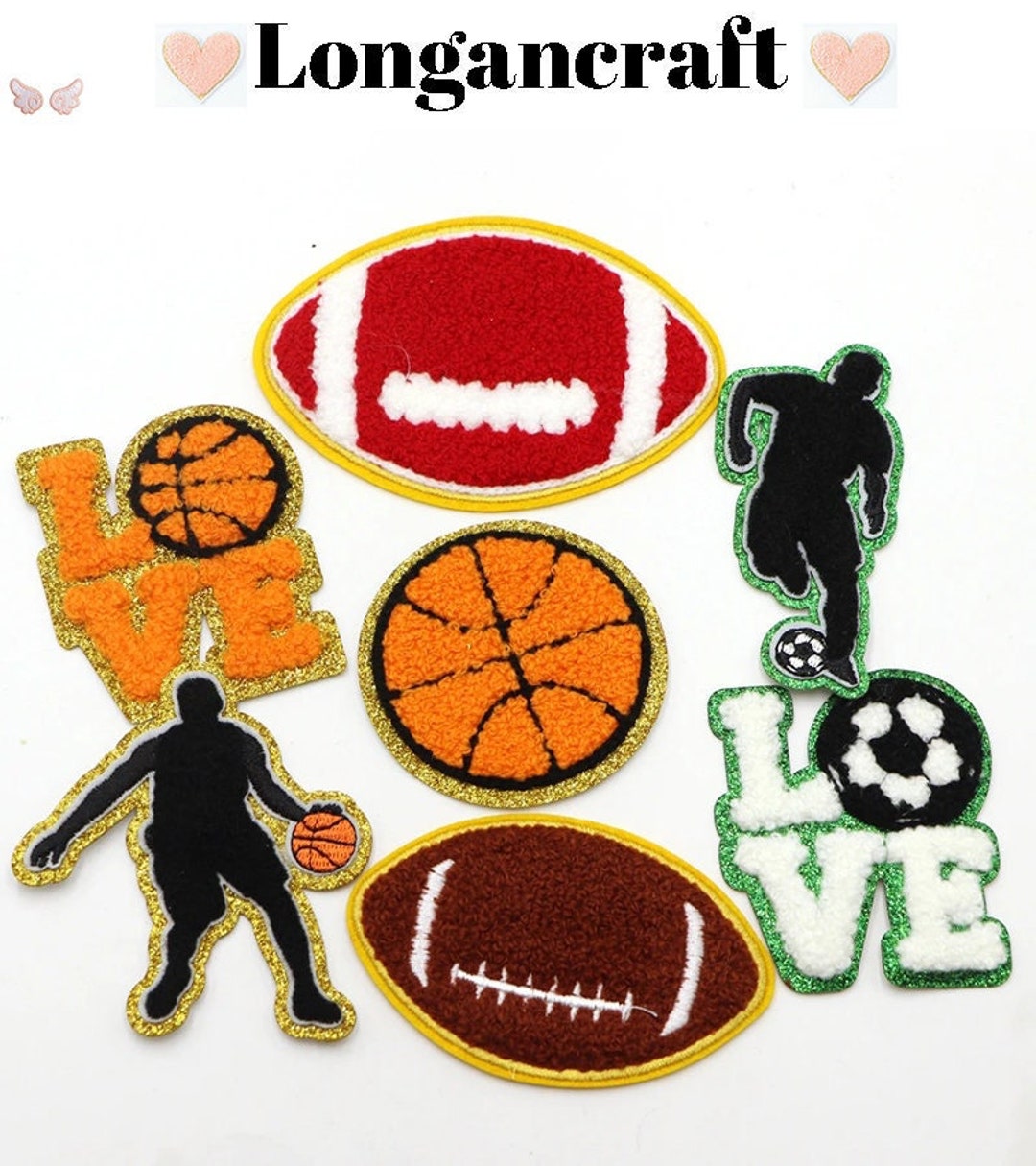 Ball Glitter Chenille Embroidered Patch , Football Patch, Basketball ...