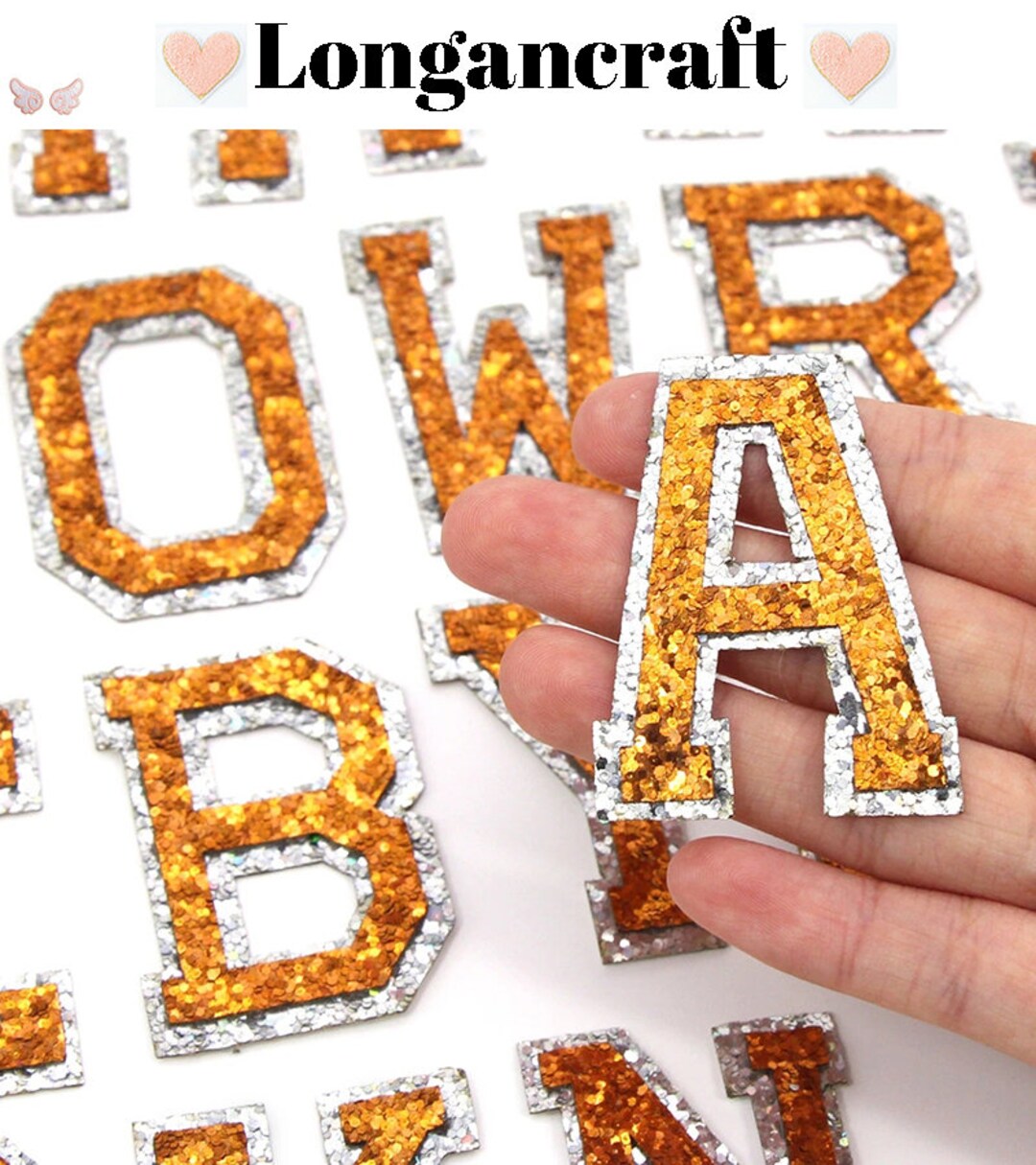 2.0 Inch Orange Sequin Letters Patch, Letter Patches Iron On, Letter ...