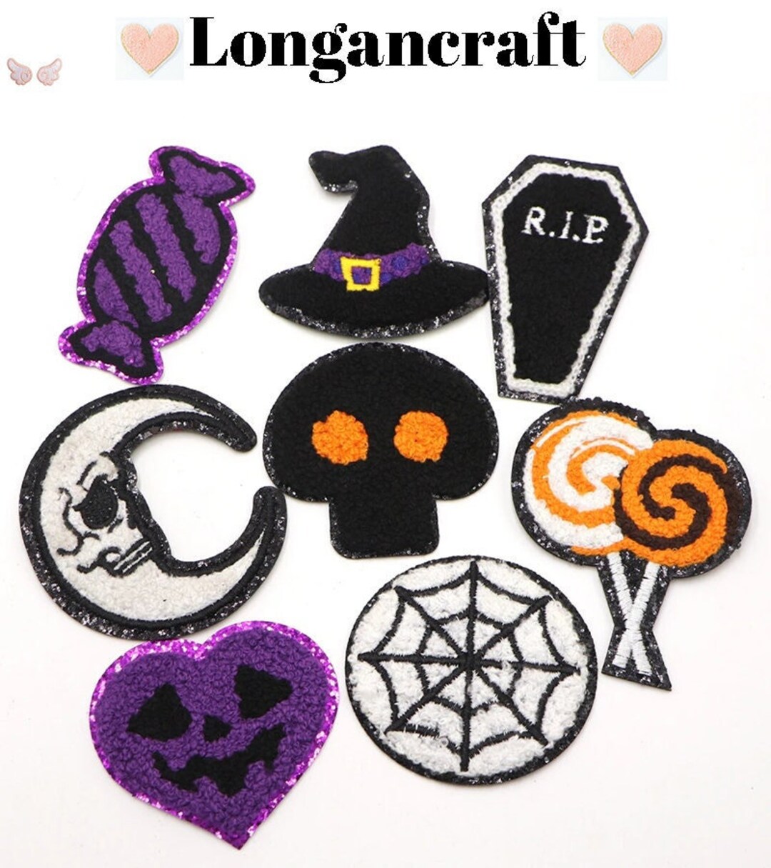 Halloween Skull Chenille Embroidered Patch, Ghost Patch, Lollipop Patch ...