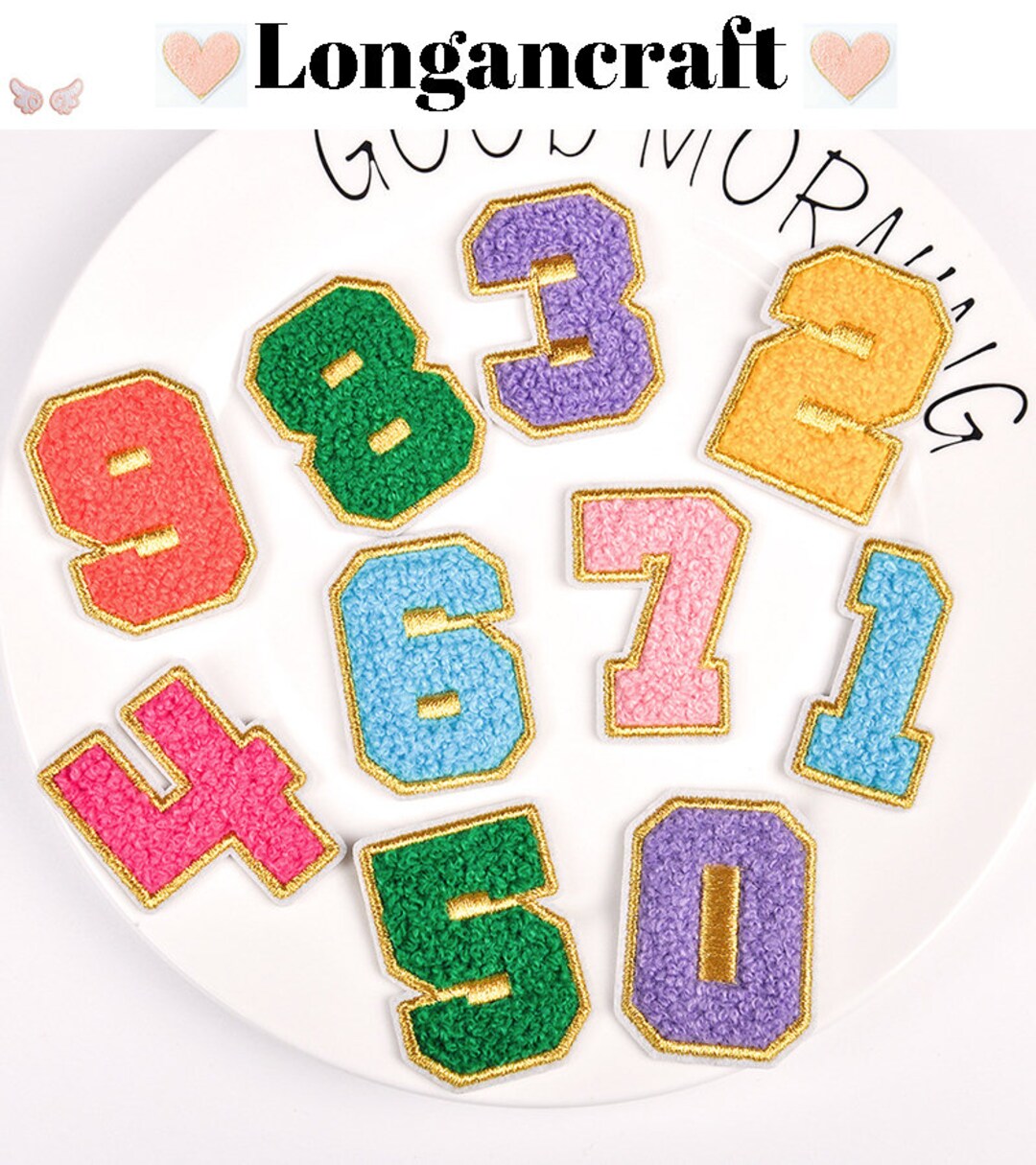 Glitter Number Chenille Embroidered Patch 0-9 Color Number - Etsy