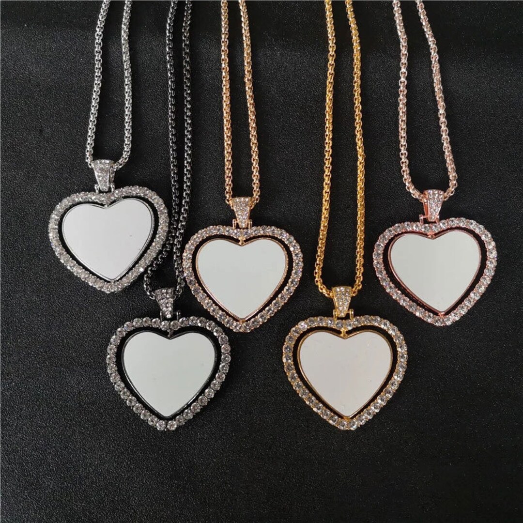 Sublimation Blank Rotating Heart Pendant Necklaces, Sublimation ...