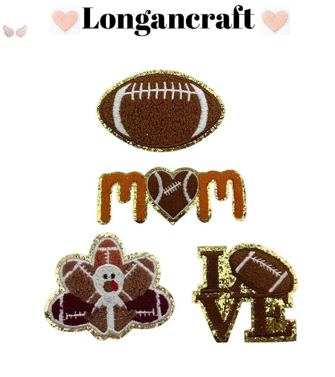 Rugby Football Chenille Embroidered Patch, Football Patch, Love Patch ...