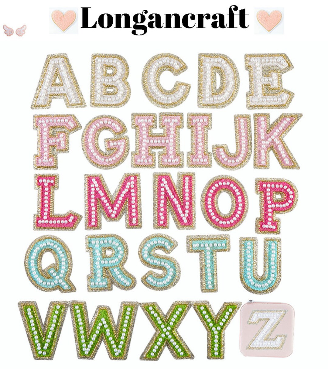 2.5 Inch Color Beads Letter Patch, DIY Name Alphabet Patches, Gitter ...