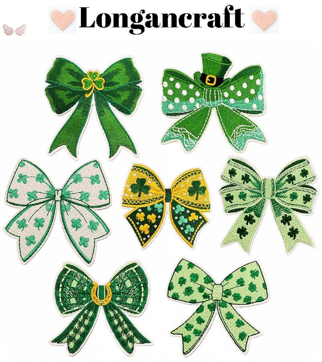 Clover Embroidered Patches, Green Bowknot Patch, Appliques for Clothing ...