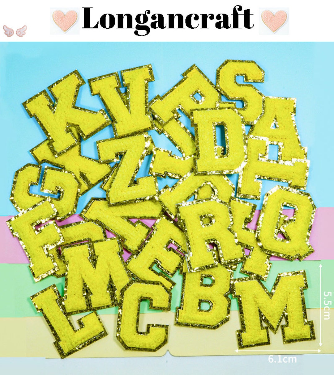 2.1 Inch Yellow Letter Patch for DIY Names, Decorate Alphabet Patches ...