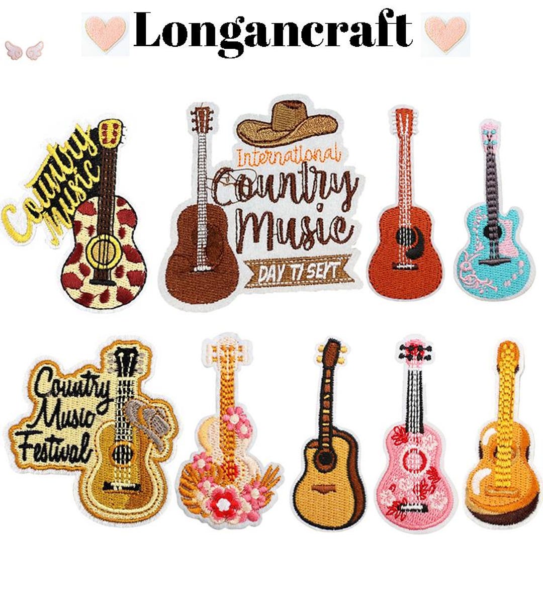 Cowgirl Guitar Embroidered Iron on Patch, Cowboy Patches, Western ...