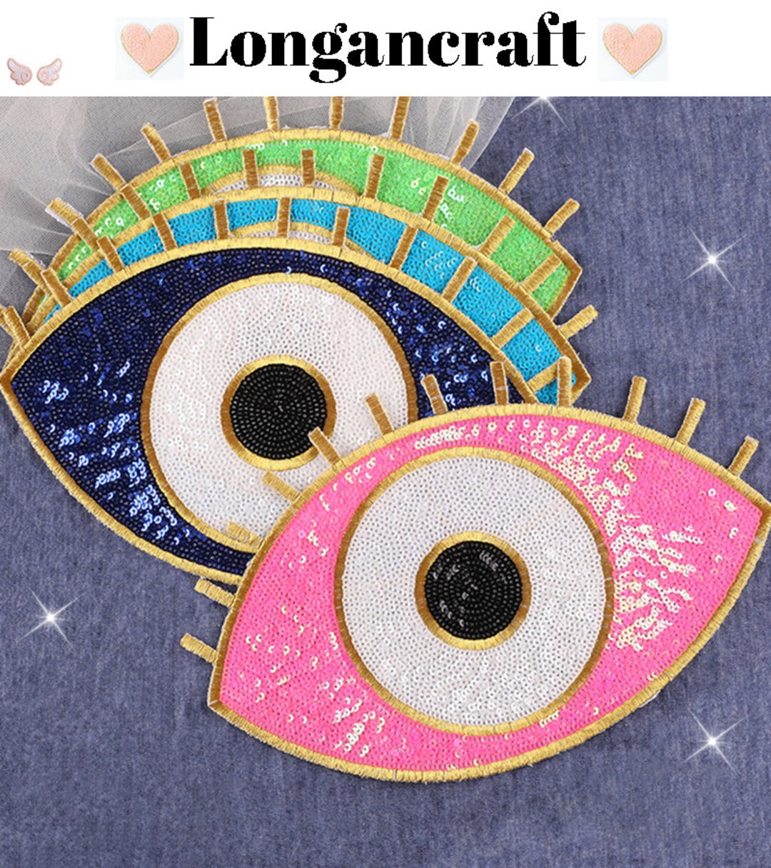 Colorful Eye Sequin Iron on Patch Glitter Sequins Patch Iron - Etsy