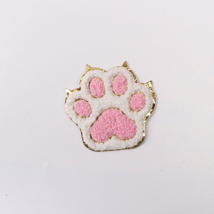 Cat Paw Chenille Glitter Patch Dog Paw Patch Gold Glitter - Etsy