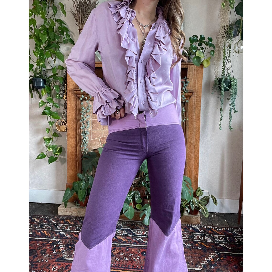 Vintage 60s/70s Purple Panelled Flares Bells - Etsy