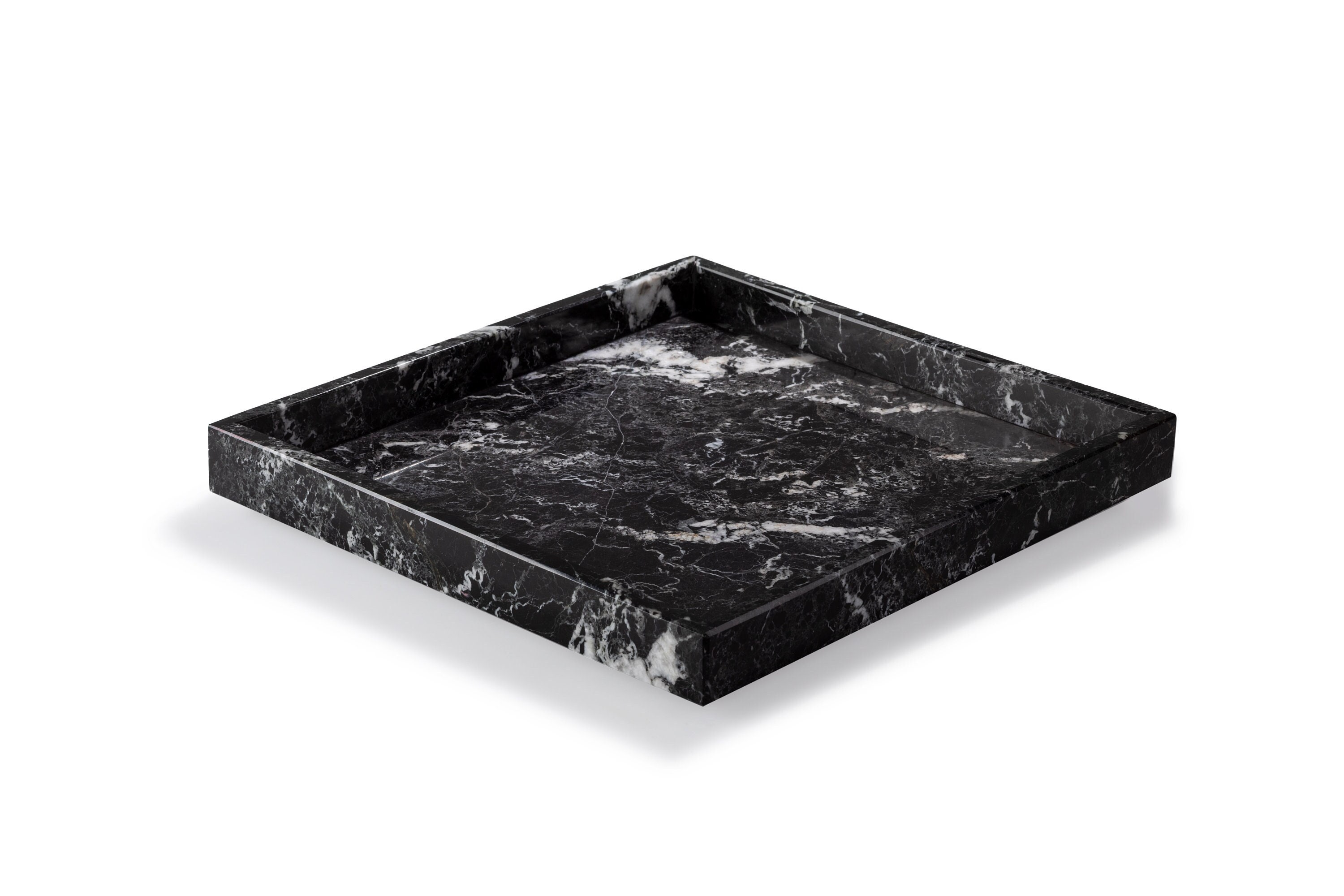 Black & White Marble Square Tray on Plinth 30x30cm, Large Marble Tray 11.8x11.8in - Etsy