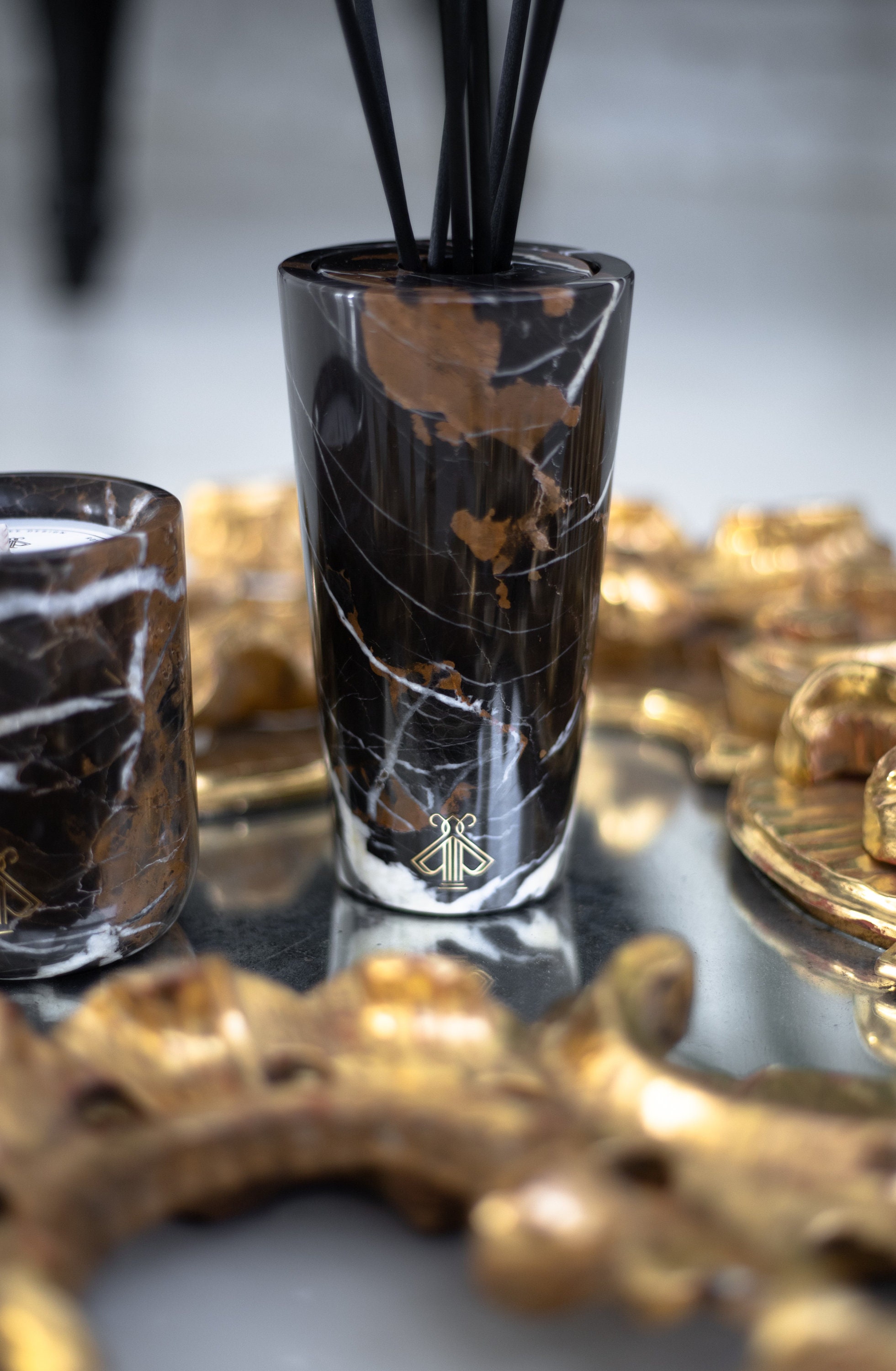 Black & Gold Marble Diffuser, Luxury Marble Diffuser - Etsy