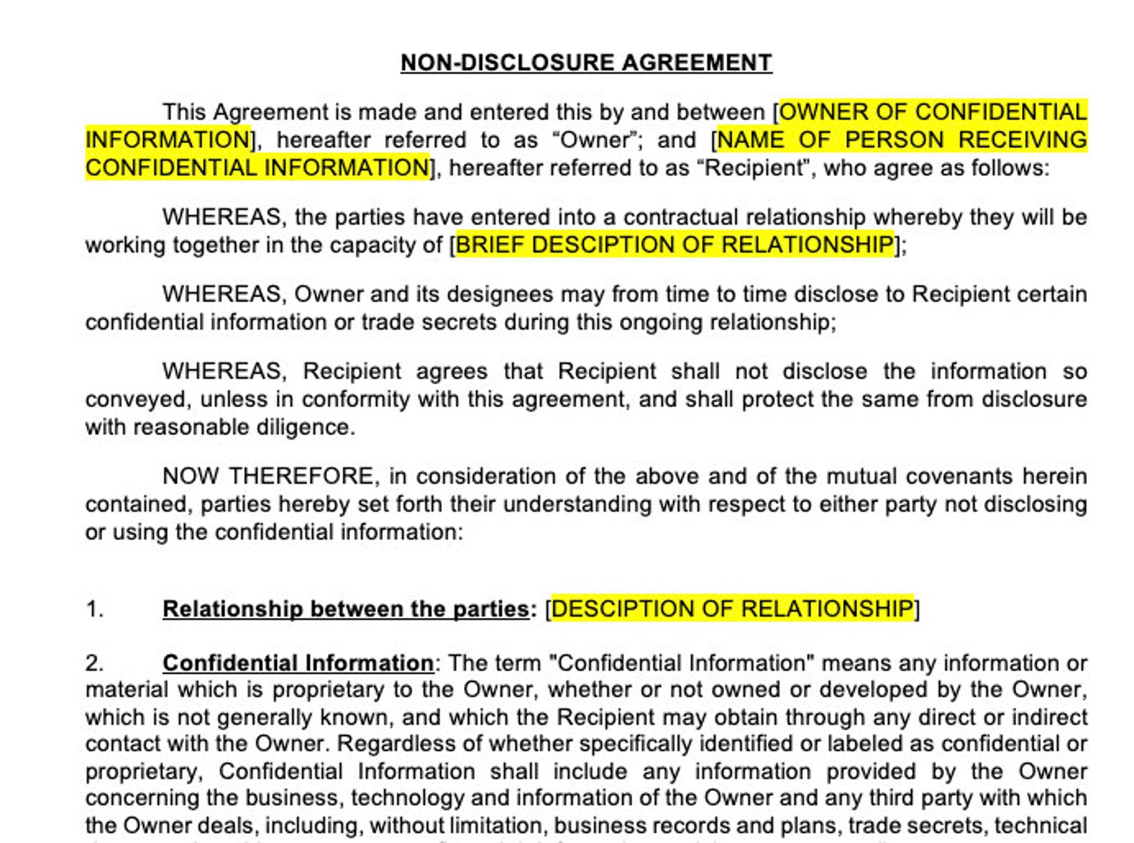 NDA Non Disclosure and Confidentiality Agreement Protect Your Company ...