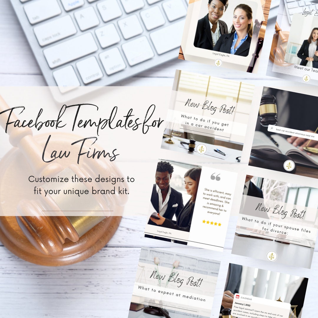 Law Firm Facebook Template for Canva 28 Easy to Modify Minimalist ...