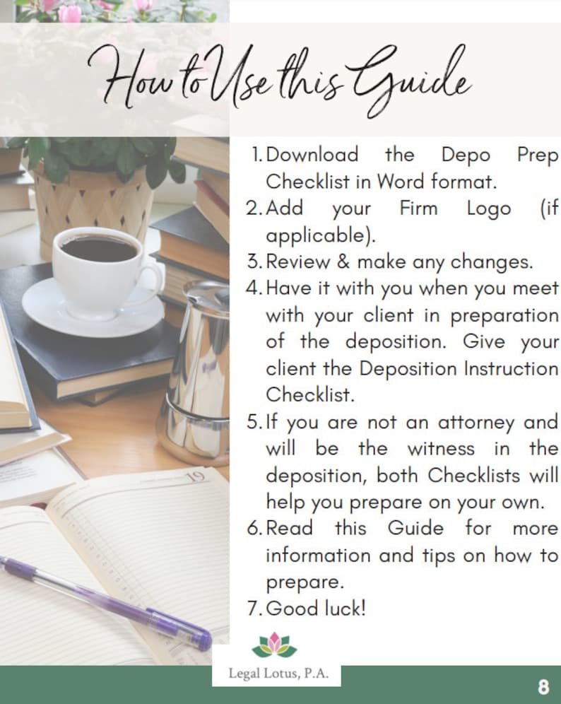 Legal Deposition Preparation Checklist: Attorney's Guide (digital ...
