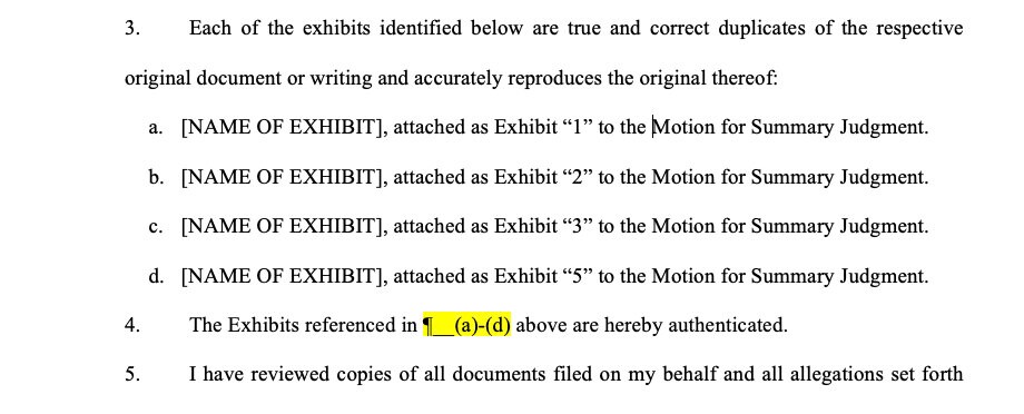 Affidavit in Support of Motion for Summary Judgment in FLORIDA Sworn Statement Under Oath to ...