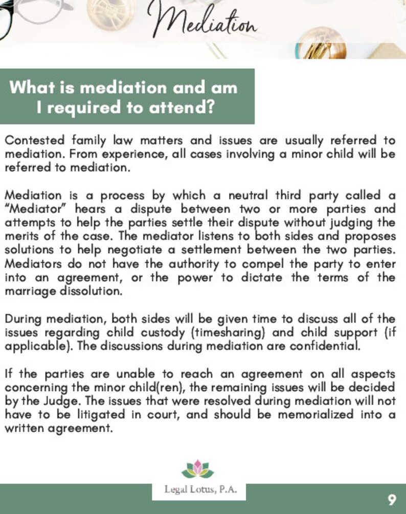 Custody Mediation Prep Fillable Workbook Guide Prepare for Your Custody ...