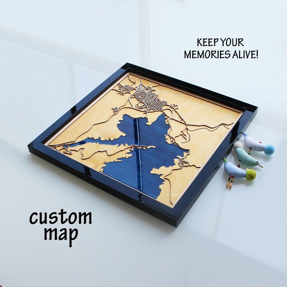 Custom Lake Wood Map Art Custom Laser Cut City Map Wood and - Etsy