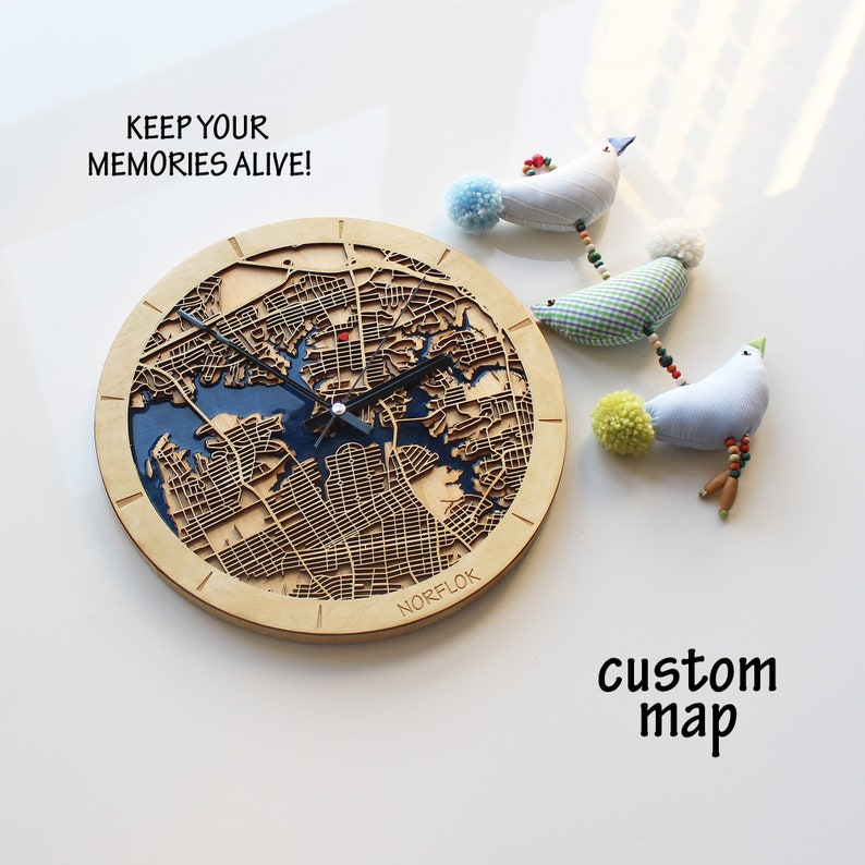 Custom Clock Wooden City Map Wood and Epoxy Resin Map Art - Etsy