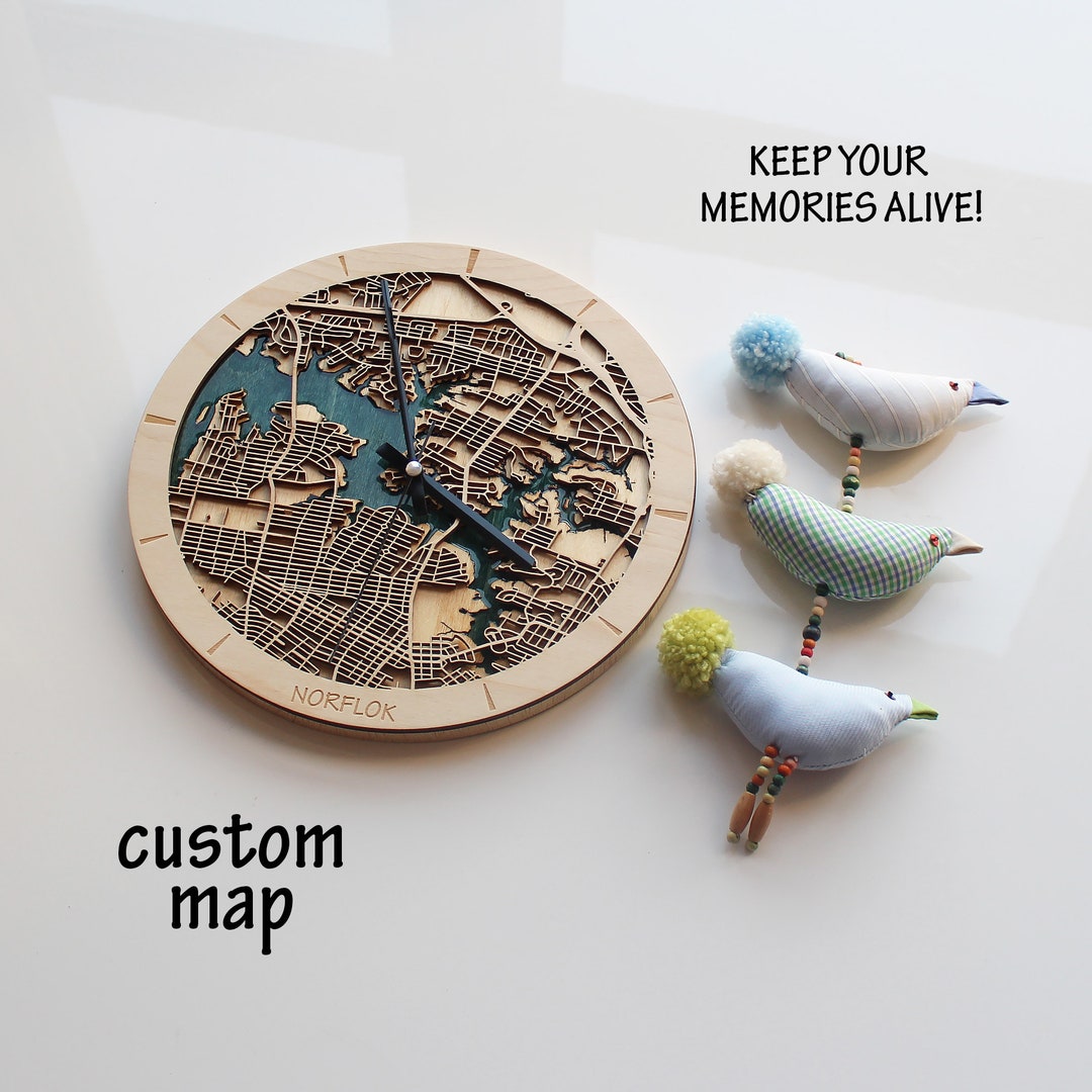 Custom Wood and Epoxy Clock City Map | Resin Map Art - Etsy