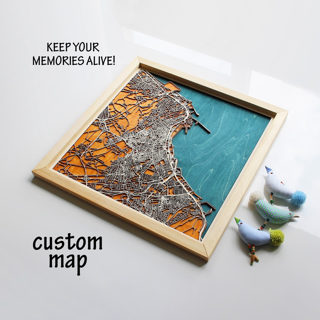 Personalized Wooden City Map: 3D Minimalist Wood Art - Etsy