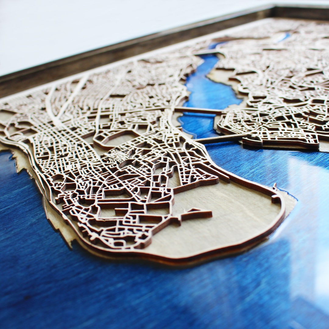 Custom Wood & Epoxy Resin City Map: Personalized 3D Wall Art - Etsy
