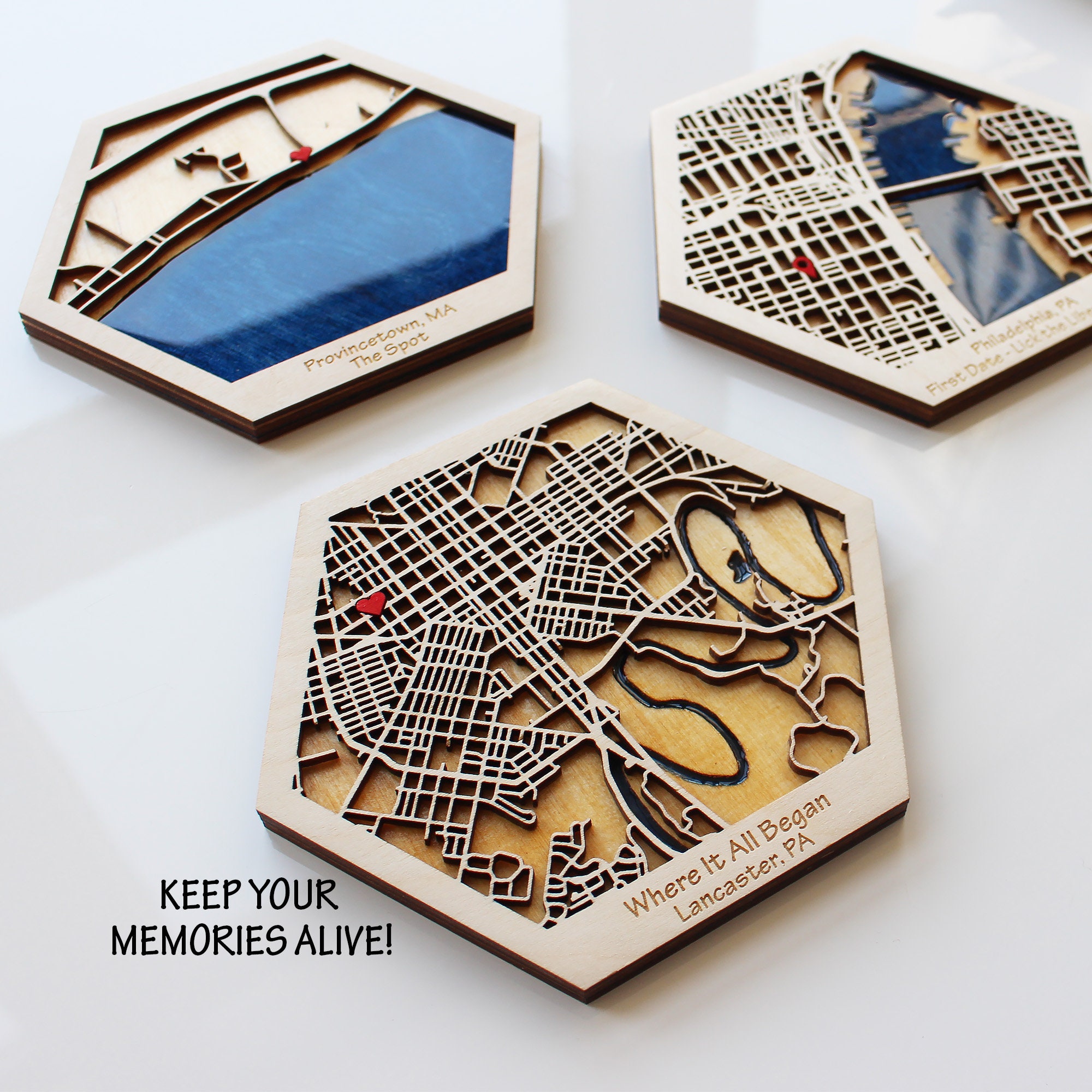 Philadelphia Wooden City Map, Custom Map Combines, Wood and Epoxy Resin ...
