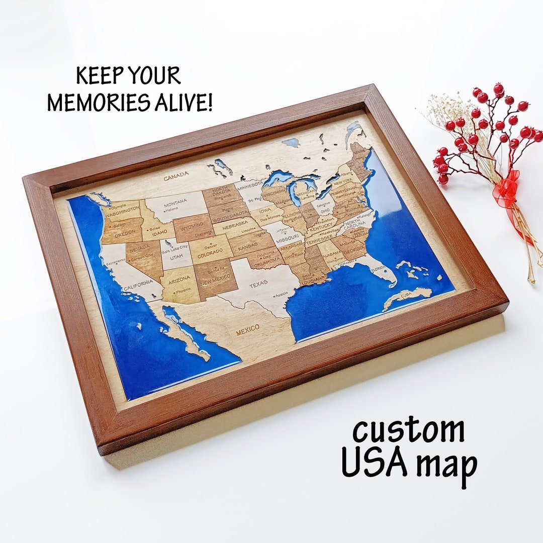 USA Wood and Epoxy Map - Unique and Personalized Handmade Home Decor ...