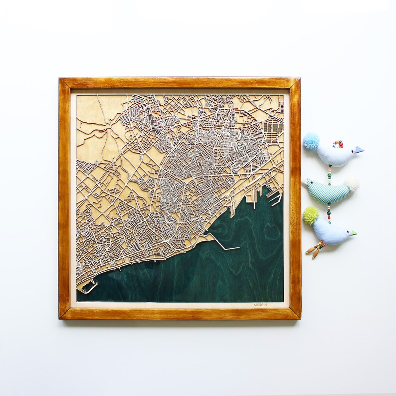 Wood & Epoxy Resin City Map: 3D Laser Cut Wall Art - Etsy