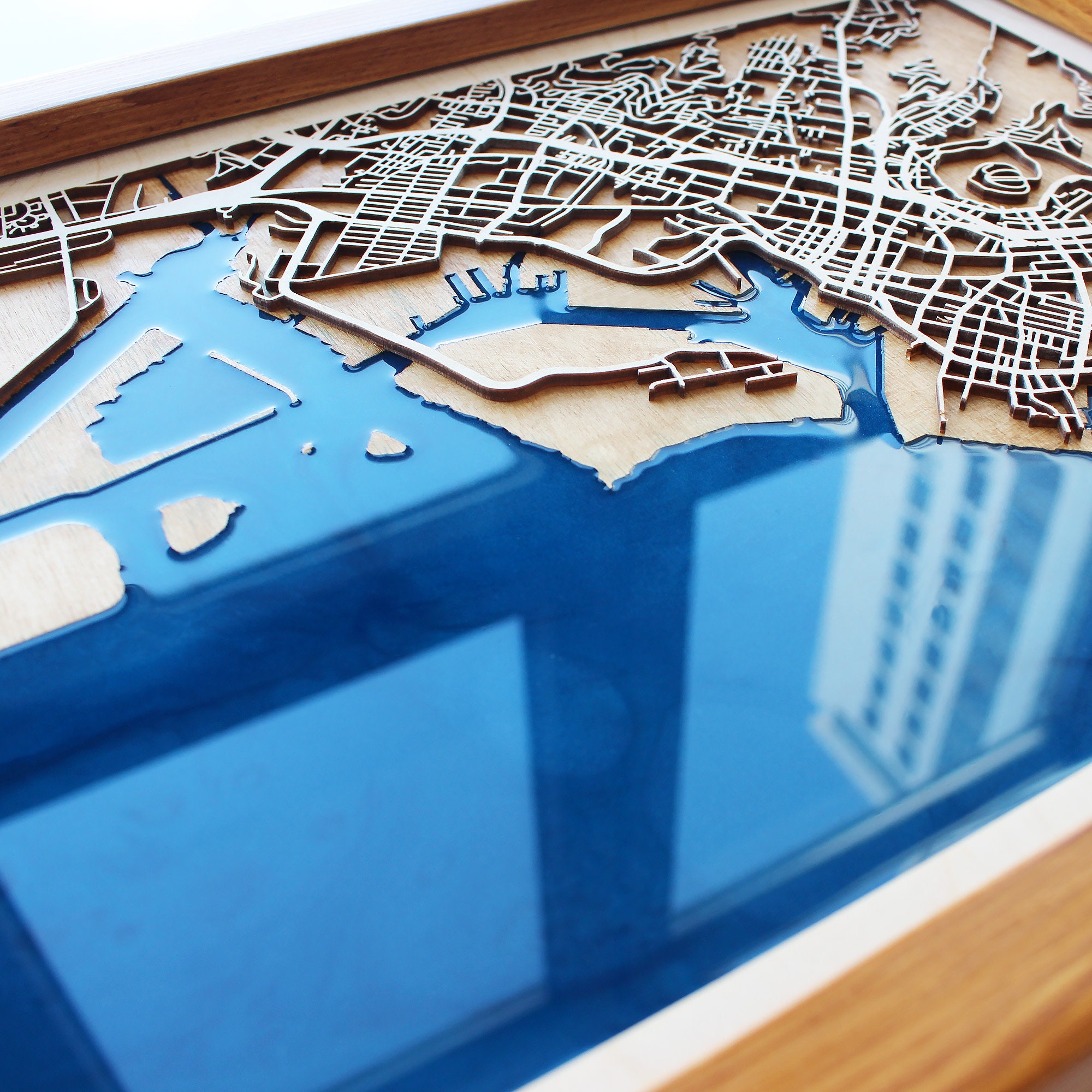 Barcelona Wooden City Map Wood and Epoxy Resin Map Art - Etsy