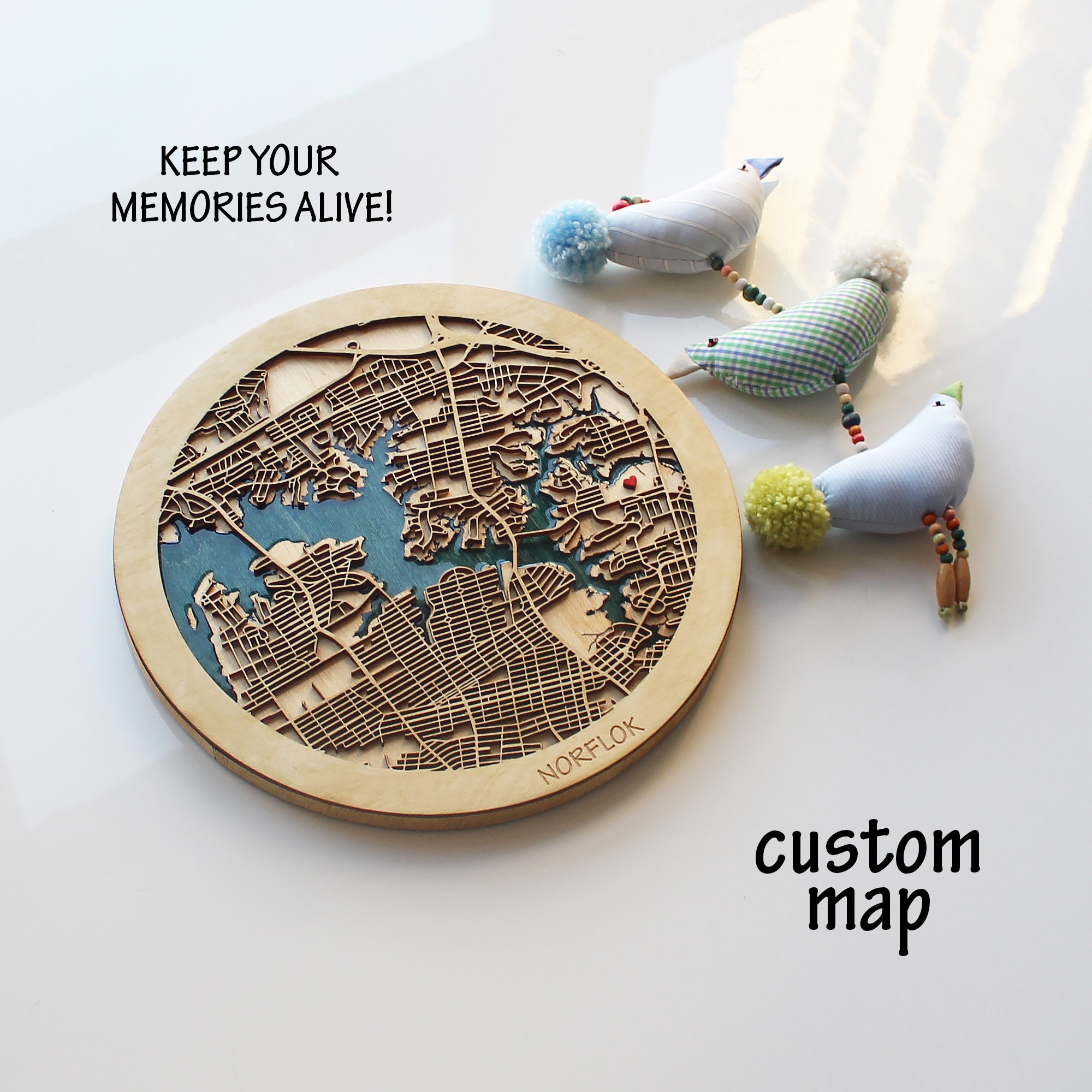 Custom Round Wooden City Map Wood and Epoxy Resin Map Art - Etsy