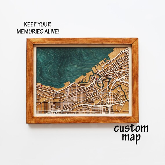 Cleveland Wooden City Map Wood and Epoxy Resin Map Art - Etsy