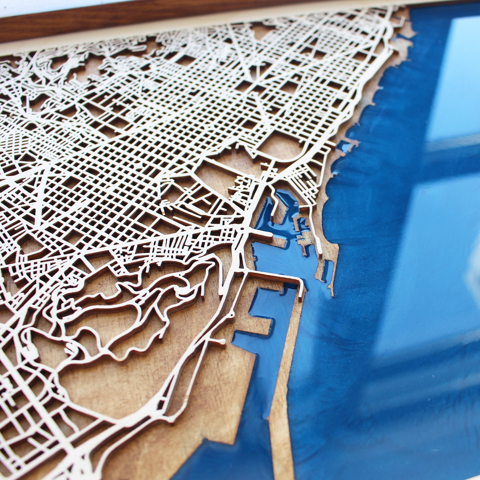 Custom Wooden City Map Wood and Epoxy Resin Map Art - Etsy