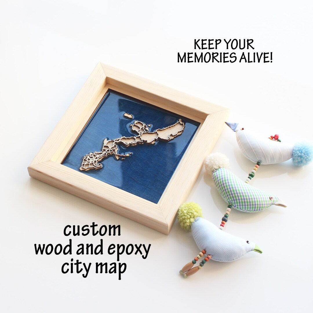 Okinawa Japan Wood City Map: Custom 3D Resin Art - Etsy