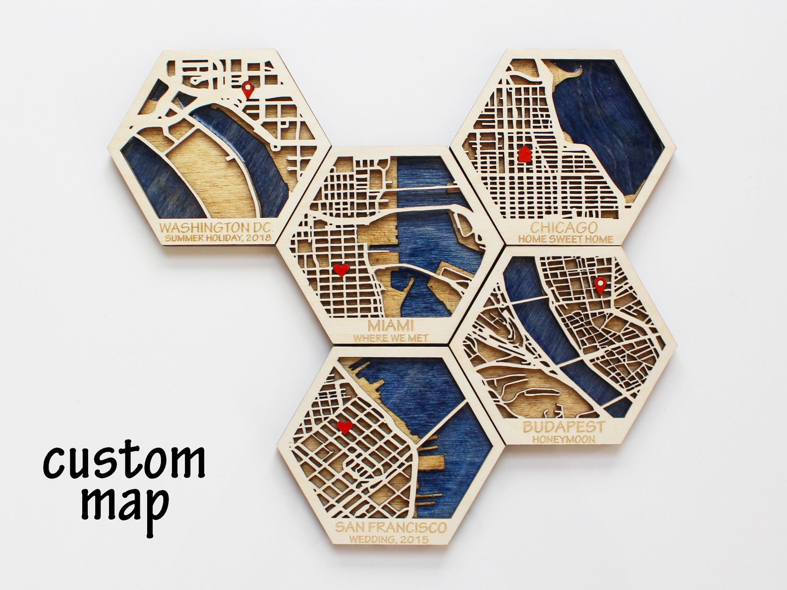Philadelphia Wooden City Map, Custom Map Combines, Wood and Epoxy Resin ...